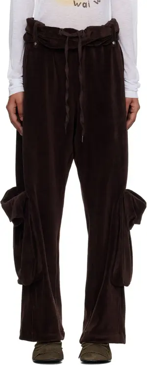 OPEN YY Rolled-waist Velvet Overalls