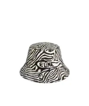 Celine Zebra-print Cotton Gabardine Bucket Hat - Gray