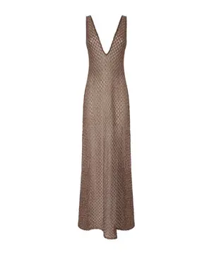 Missoni Open Knit V-neck Maxi Dress - Brown