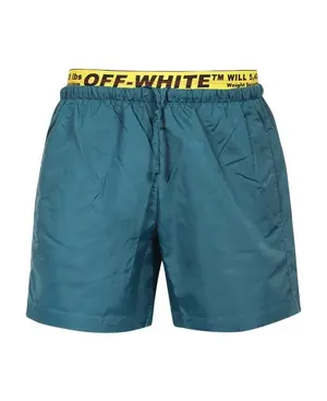 Off-White Logo Tape Swim Shorts - Blue