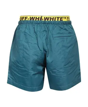 Off-White Logo Tape Swim Shorts - Blue