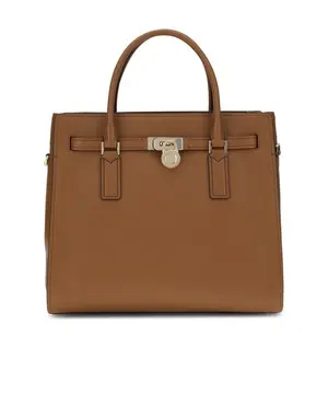 Michael Kors Lock-accent Top-handle Tote Bag - Brown