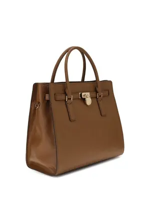 Michael Kors Lock-accent Top-handle Tote Bag - Brown