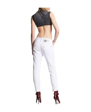 Dsquared2 White Cropped Straight-leg Jeans - Multicolor