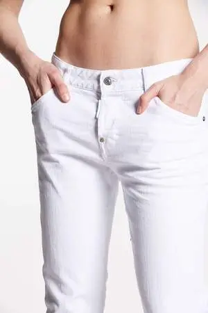 Dsquared2 White Cropped Straight-leg Jeans - Multicolor