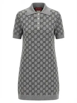 Gucci Gg Wool Jacquard Polo Dress