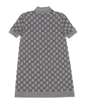 Gucci Allover Gg Patterned Short-sleeved Polo Dress - Gray