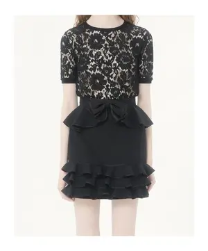 Valentino Garavani Lace Crewneck Short Sleeve Top