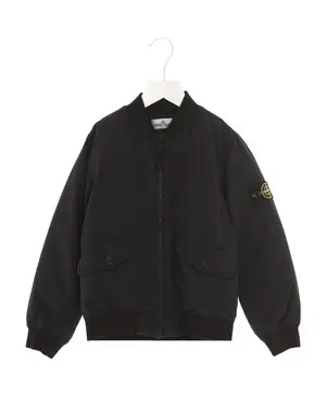 Stone Island Compass Patch Feather-down Bomber Jacket - Black