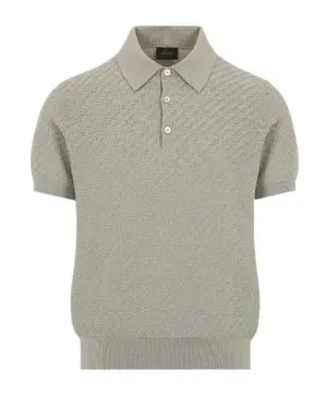 Brioni Woven Pattern Knitted Polo Shirt
