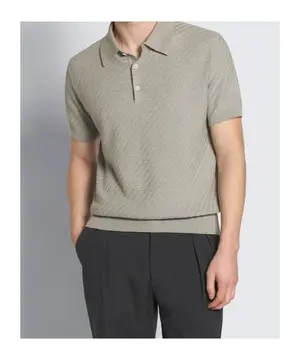 Brioni Woven Pattern Knitted Polo Shirt