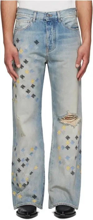 Amiri Ma Quad Embroidered Flared Jeans