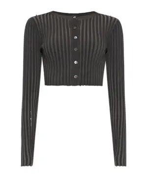 Alexander Wang Logo Embroidered Cropped Cardigan
