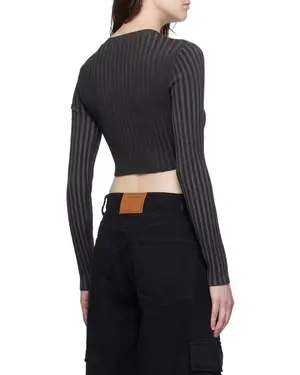 Alexander Wang Logo Embroidered Cropped Cardigan