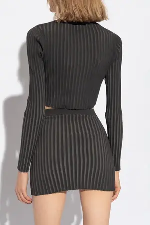 Alexander Wang Logo Embroidered Cropped Cardigan