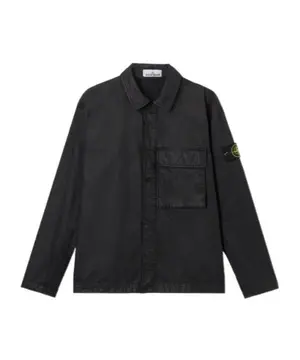 Stone Island Logo Patch Long-sleeve Overshirt - Black