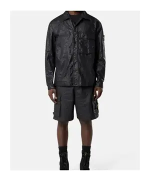 Stone Island Logo Patch Long-sleeve Overshirt - Black