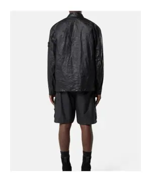 Stone Island Logo Patch Long-sleeve Overshirt - Black