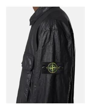Stone Island Logo Patch Long-sleeve Overshirt - Black