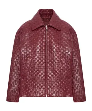 Gucci Embossed Gg Leather Jacket