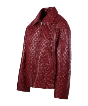 Gucci Embossed Gg Leather Jacket - Red