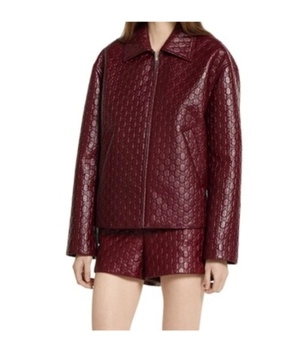 Gucci Embossed Gg Leather Jacket - Red