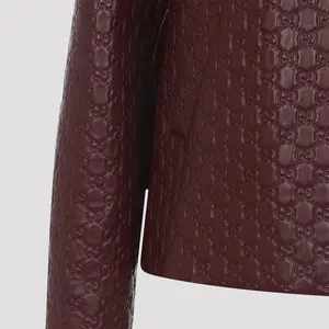 Gucci Embossed Gg Leather Jacket - Red