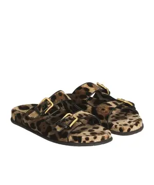 Dolce & Gabbana Printed Velvet Sliders - Leopard