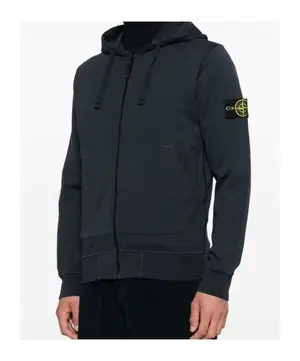 Stone Island Logo Patch Zip-up Hooded Jacket