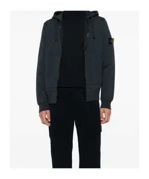 Stone Island Logo Patch Zip-up Hooded Jacket