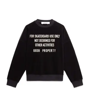 GOLDEN GOOSE Embroidered Velvet Crewneck Sweatshirt - Black