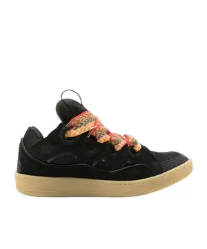 LANVIN Curb Round Toe Lace-up Sneakers - Black