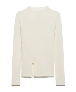 MAXCO. Max&co. Slim-fit Ribbed Jumper With High Neck And Slit Detail