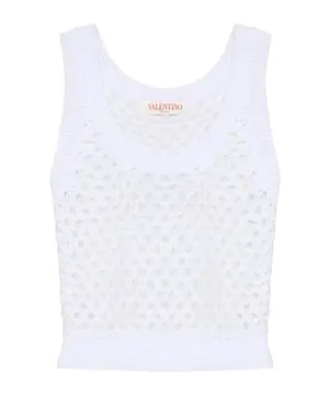 Valentino Garavani Cropped Knit Tank Top - White