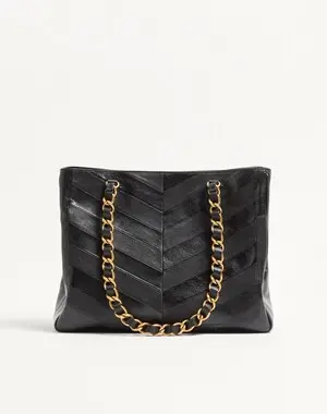 Valentino Garavani Vlogo Signature Chevron Tote Bag - Black