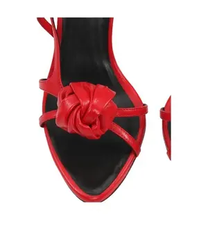 ROTATE BY BIRGER CHRISTENSEN Sculptural Knot Strappy Stiletto Sandals - Red