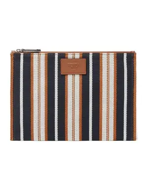 Fendi Multicolor Striped Canvas Pouch - Multi-color