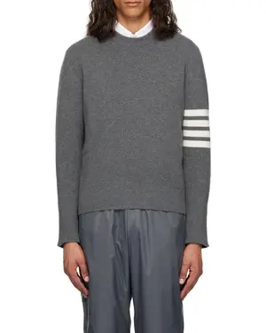 Thom Browne 4-bar Two-toned Knitted Jumper - Grey