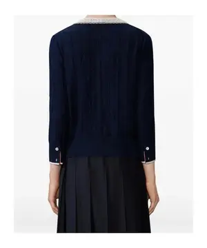 Thom Browne Bobble Stitch Lace-trim Cardigan