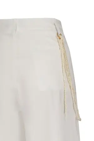 DARKPARK Phebe Relaxed Wide Leg Pants With Beaded Chain Detail - White