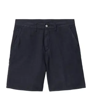 Carhartt Work In Progress Walter Single Knee Logo-patch Shorts - Deep Navy