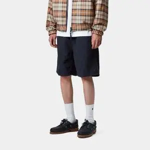 Carhartt Work In Progress Walter Single Knee Logo-patch Shorts - Deep Navy