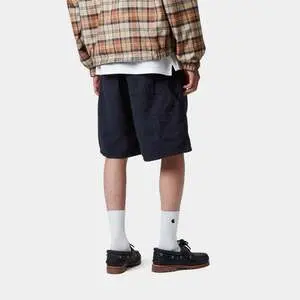 Carhartt Work In Progress Walter Single Knee Logo-patch Shorts - Deep Navy