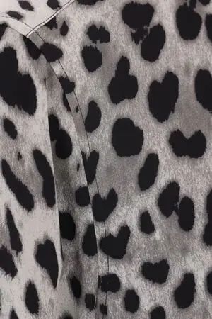 Dolce & Gabbana Leopard Print Pussy-bow Charmeuse Shirt