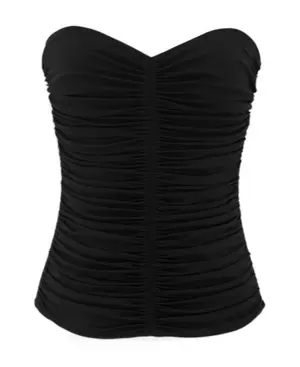 Saint Laurent Strapless Ruched Bustier - Black