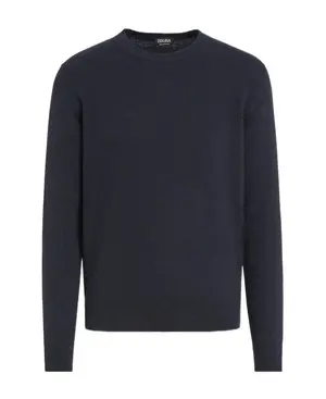 Zegna Oasi Cashmere Round Neck Sweater - Black
