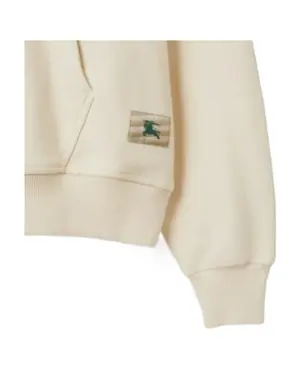 Burberry Kangaroo Pocket Drawstring Hoodie With Equestrian Knight Design - Nude