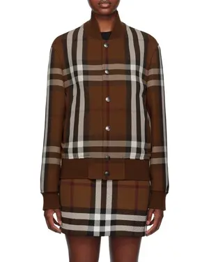 Burberry Checked Wool-blend Bomber Jacket