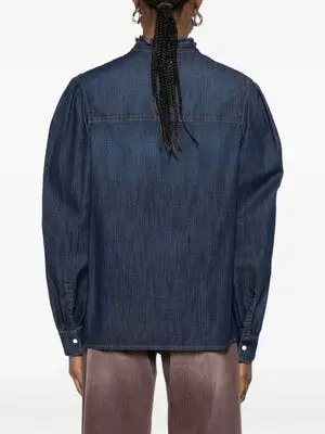 TWINSET Ruffle Detailed Button-up Denim Shirt - Black