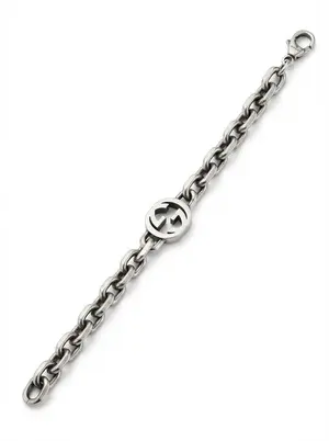 Gucci Sterling Silver Interlocking G Link Bracelet - White